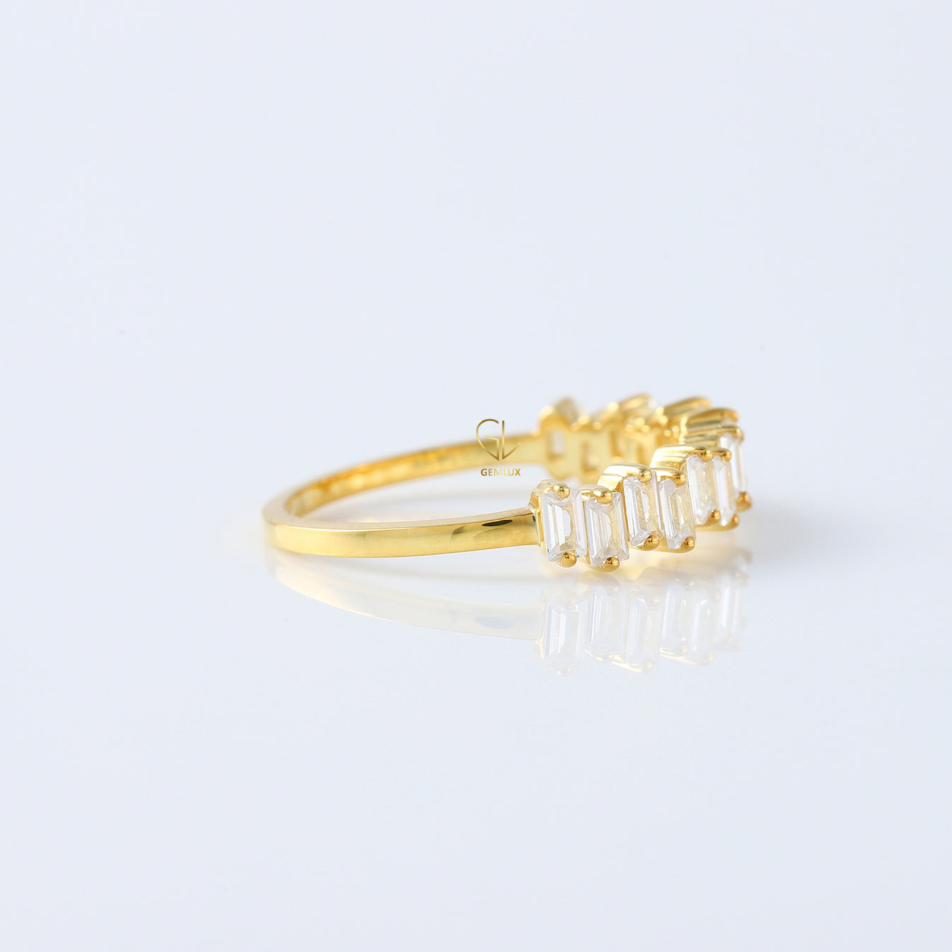 Baguette Cut Lab Grown Half Eternity Wedding Band - Gemluxjewels.com