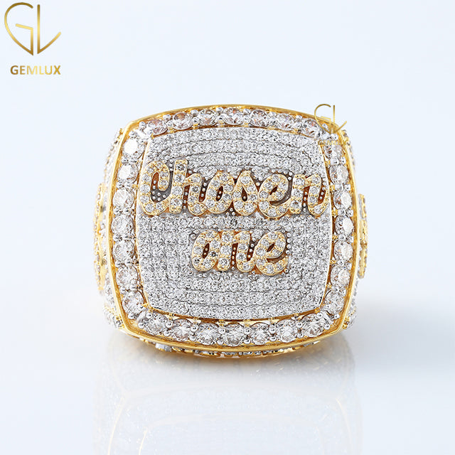 14K Yellow Gold HipHop Style Moissanite Diamond Ring For Men ...