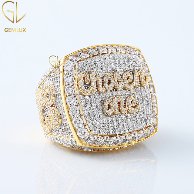 14K Yellow Gold HipHop Style Moissanite Diamond Ring For Men ...
