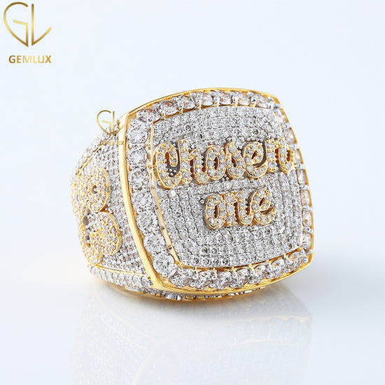 14K Yellow Gold HipHop Style Moissanite Diamond Ring For Men ...