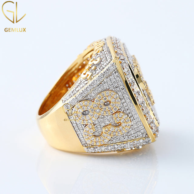 14K Yellow Gold HipHop Style Moissanite Diamond Ring For Men ...