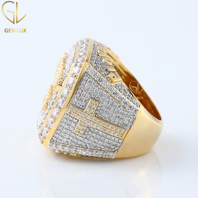 14K Yellow Gold HipHop Style Moissanite Diamond Ring For Men – Gemluxjewles.com