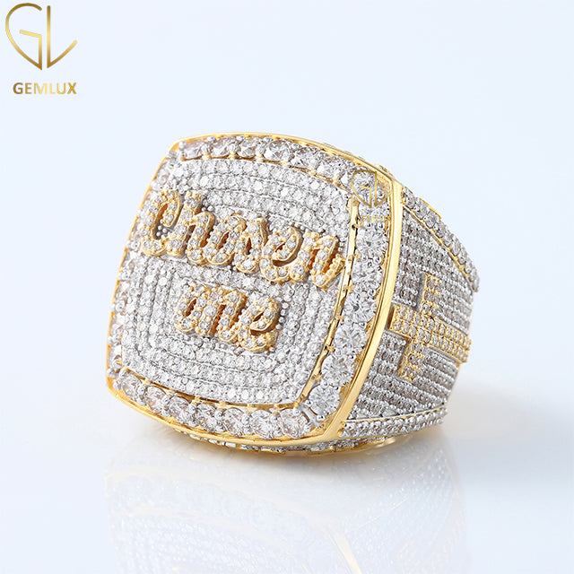 14K Yellow Gold HipHop Style Moissanite Diamond Ring For Men ...