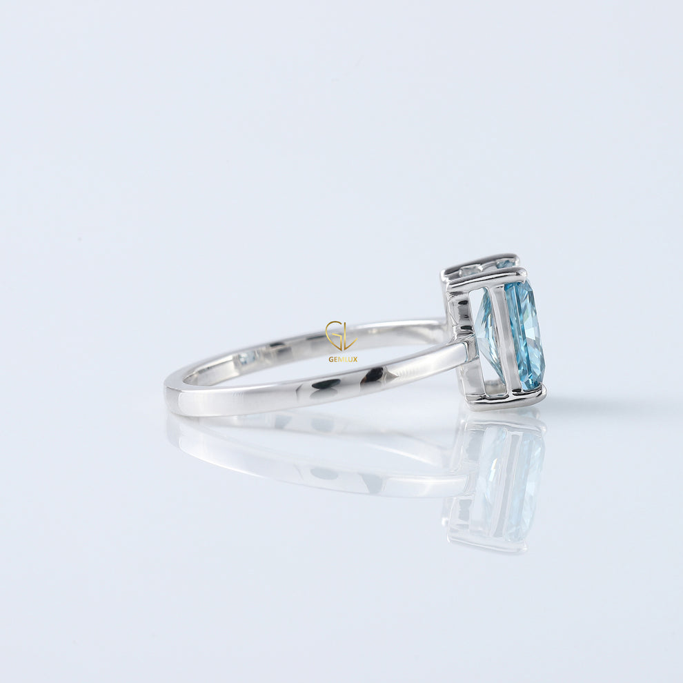 Blue Radiant Cut Lab Grown Diamond Classic Solitaire Engagement Ring ...
