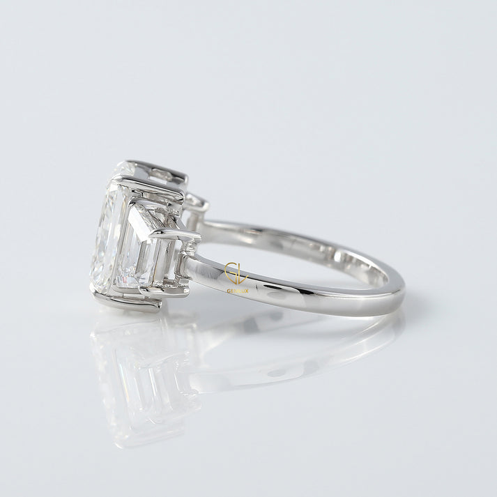 Radiant Cut Three Stone Moissanite Ring - Gemluxjewels.com