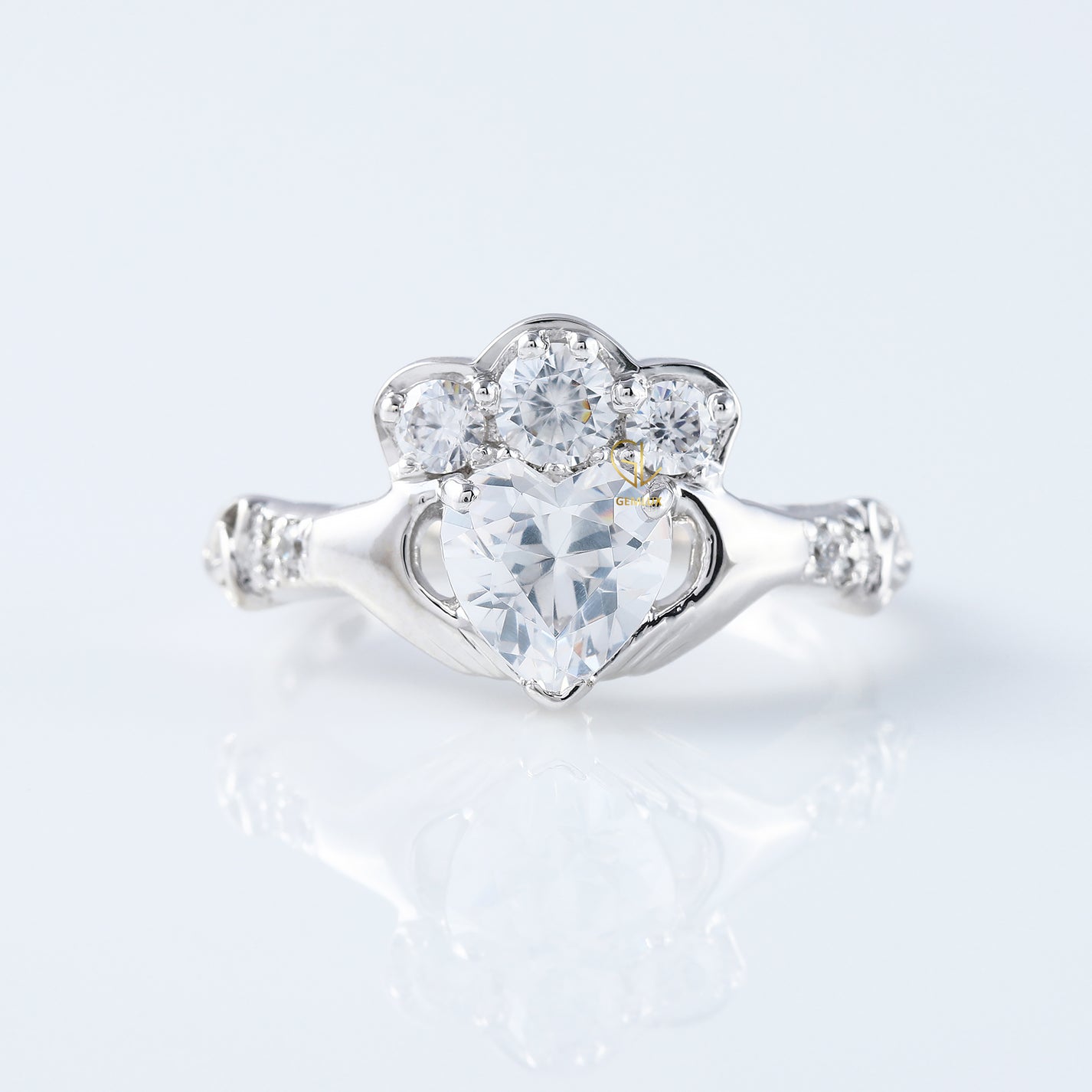 Irish Crown Heart Shape Diamond Claddagh Ring - Gemluxjewels.com